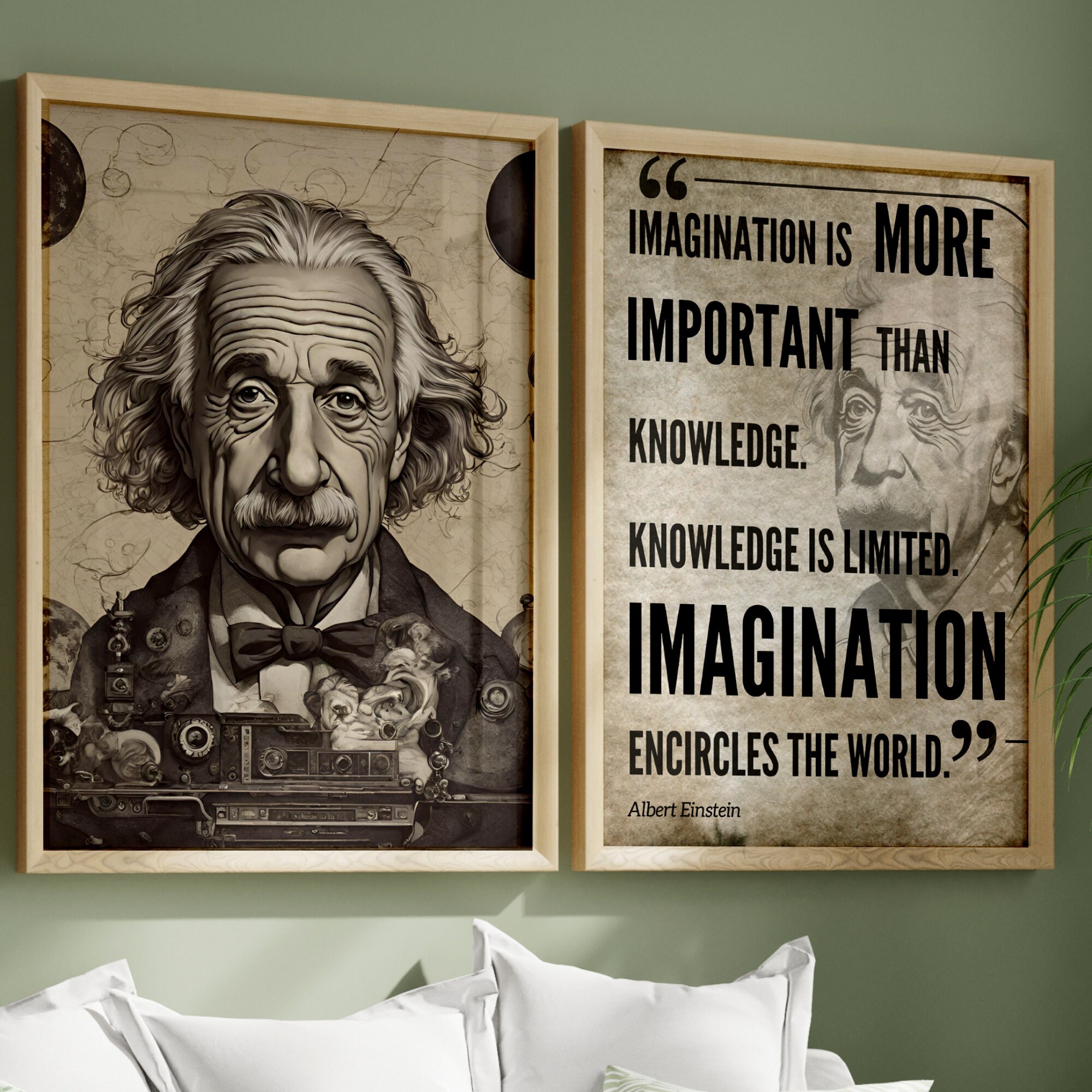 Albert EINSTEIN Portrait & Quote Poster Set Vintage Digital Download ...