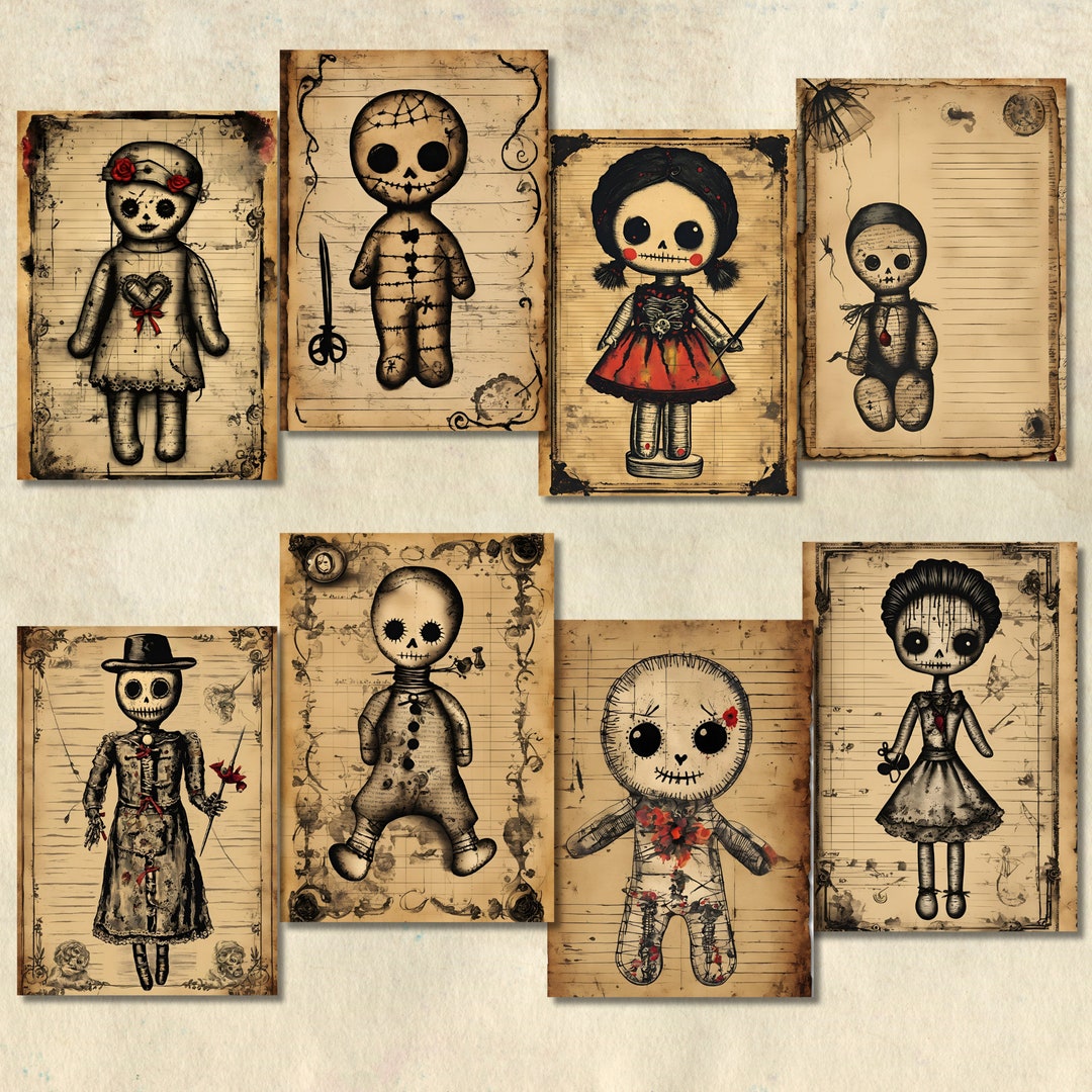 8 Pcs VOODOO Dolls Art, Spooky Art, Voodoo Poster, Witchcraft Decor ...