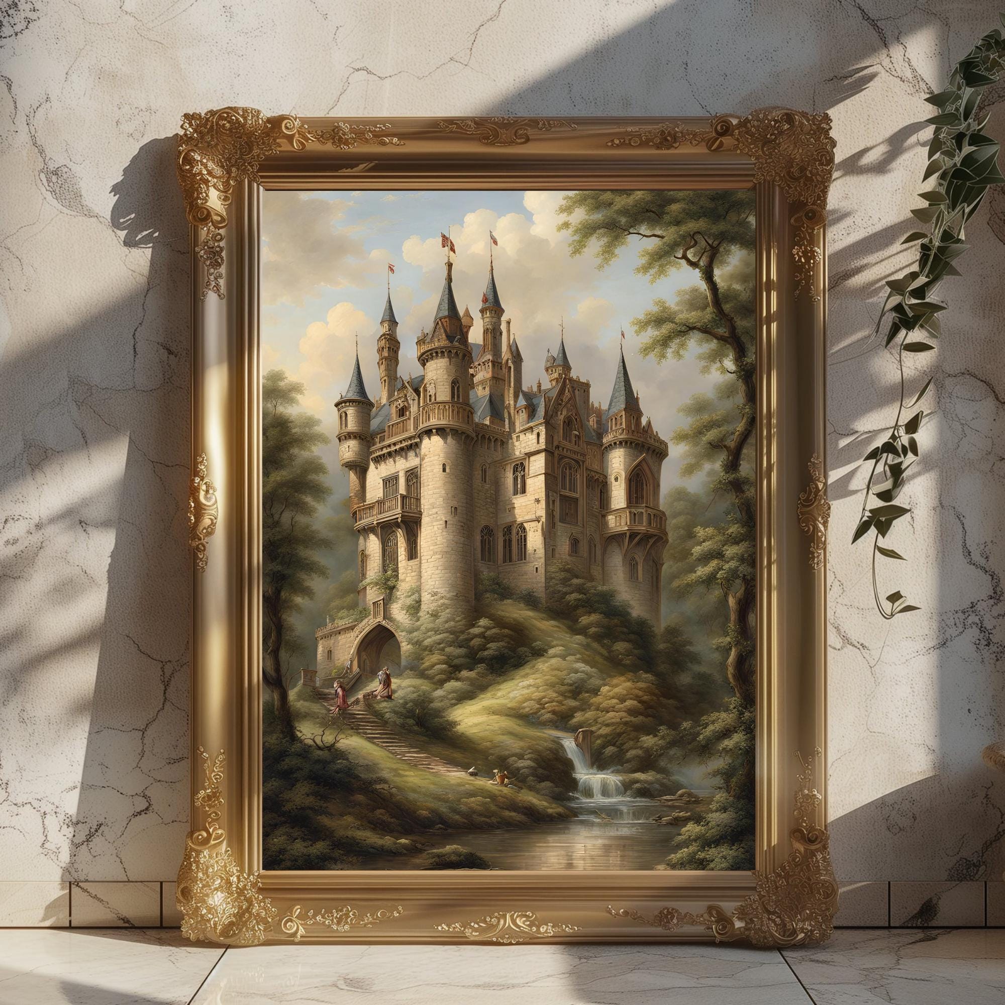 Victorian Medieval Castle Poster, Victorian Decor, Gothic Castle Art ...