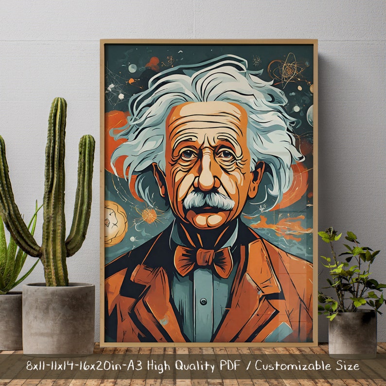 Albert Einstein Printable Art,einstein Poster, Einstein Figure ...