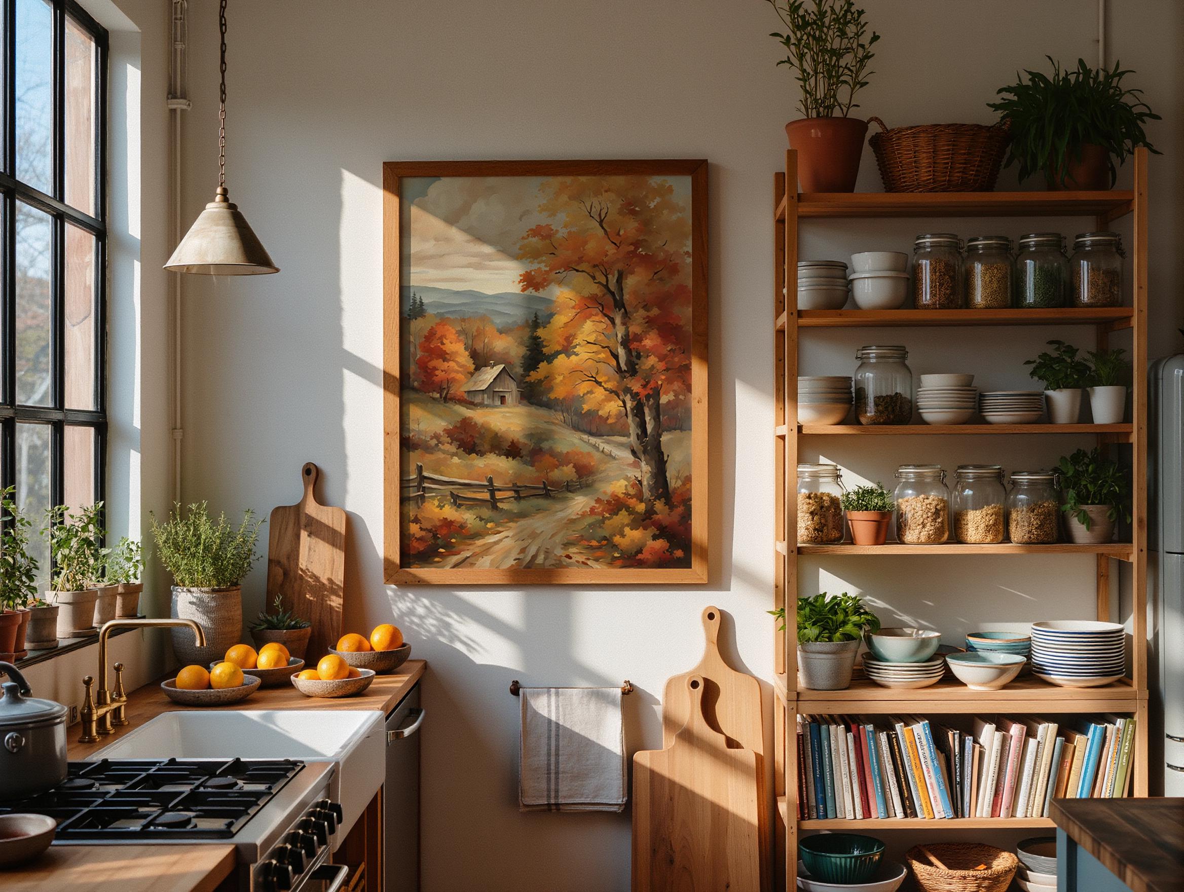 Vintage Autumn Landscape Poster: Cozy Fall Decor, Rustic Farmhaouse ...