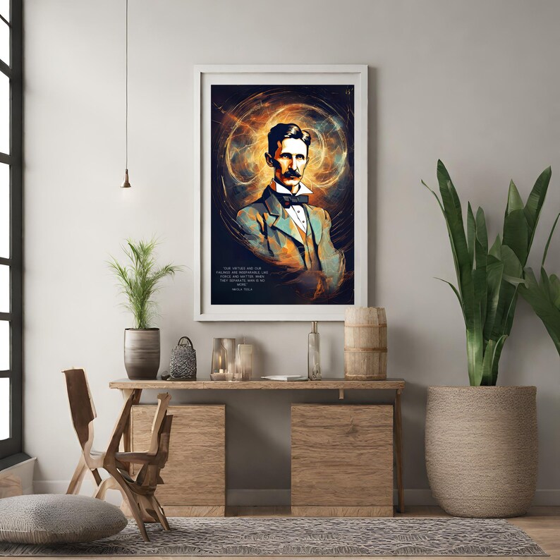 Nikola Tesla Quote Poster, Nikola Tesla Digital Download Wall Art ...