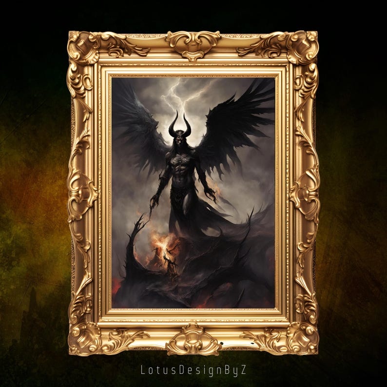 Lucifer Art Print, Lucifer Painting, Fallen Angel Art, Lucifer Poster ...