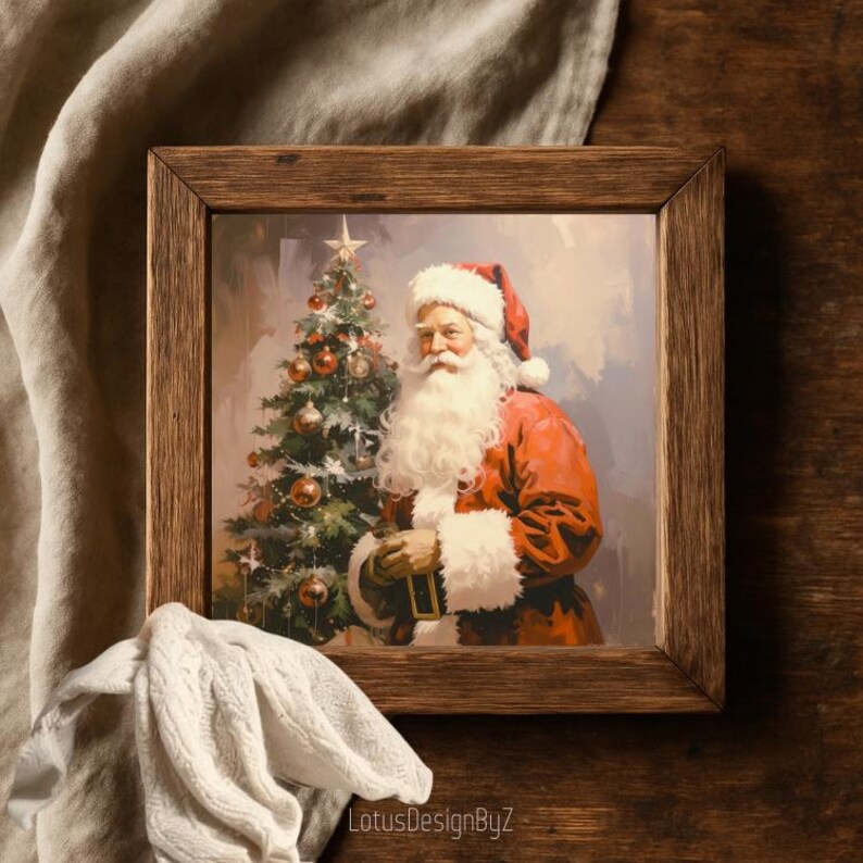 Vintage Christmas Art Bundle, Set of 10 Posters, Retro Santa Clipart ...