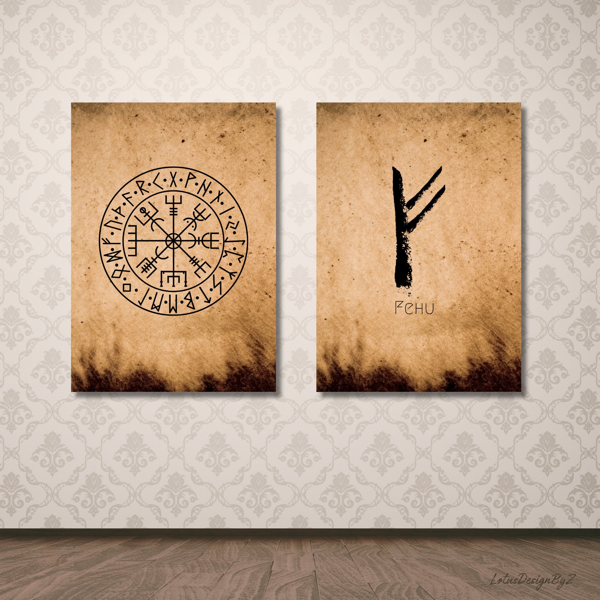 Viking Vegvisir Compass Art, Norse Mythology, 2 Piece Poster, Viking ...