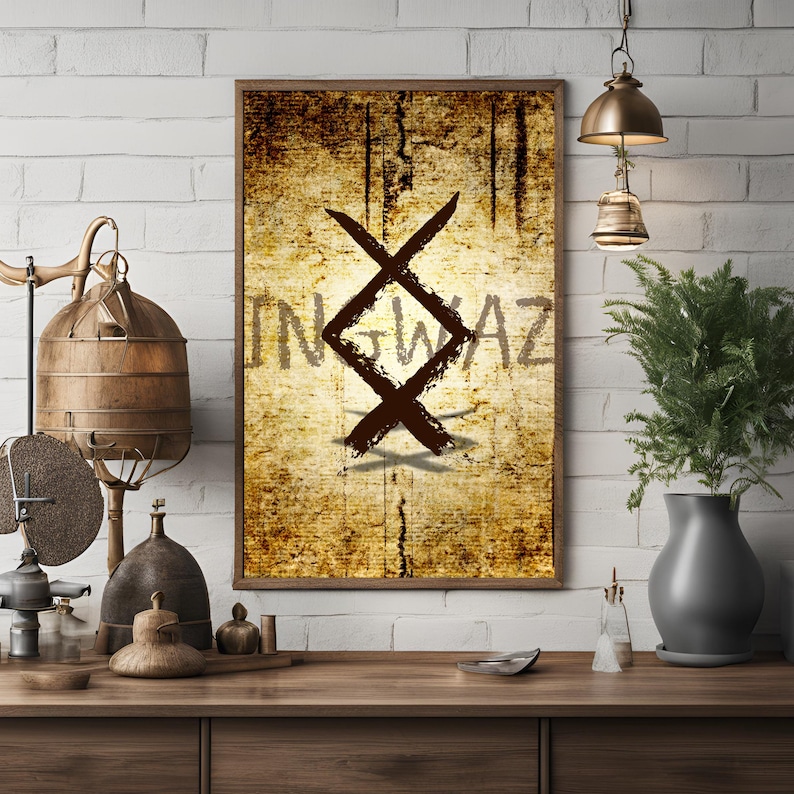 Vintage INGWAZ RUNE POSTER Norse Symbol Digital Download, Scandinavian ...