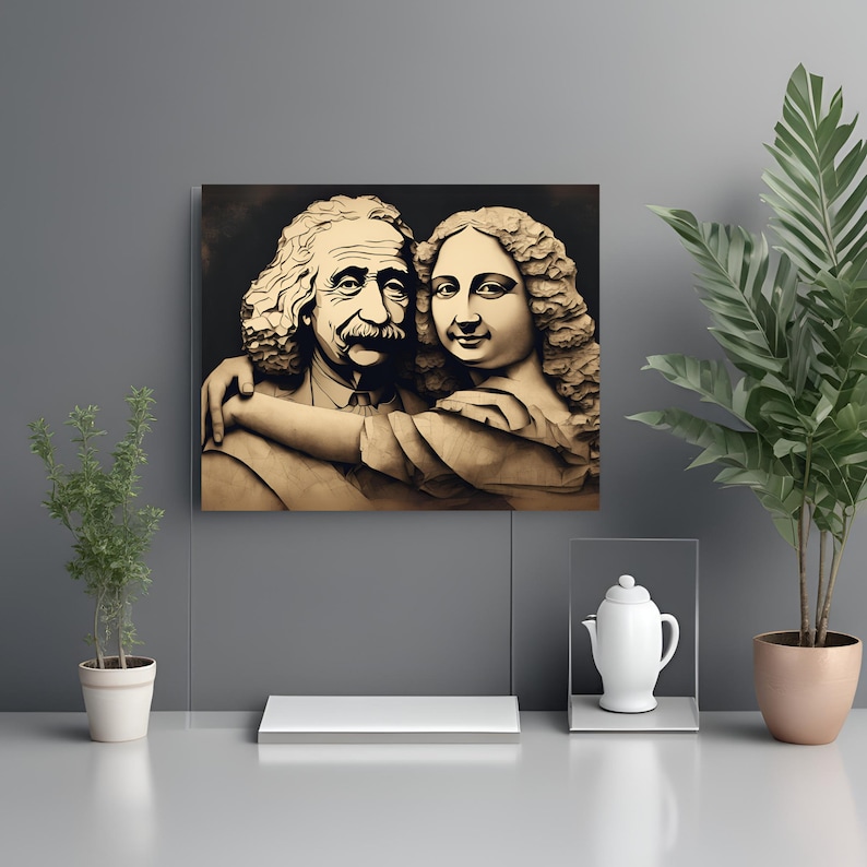 Einstein and Mona Lisa Funny Vintage Art Poster (digital Download) - Etsy