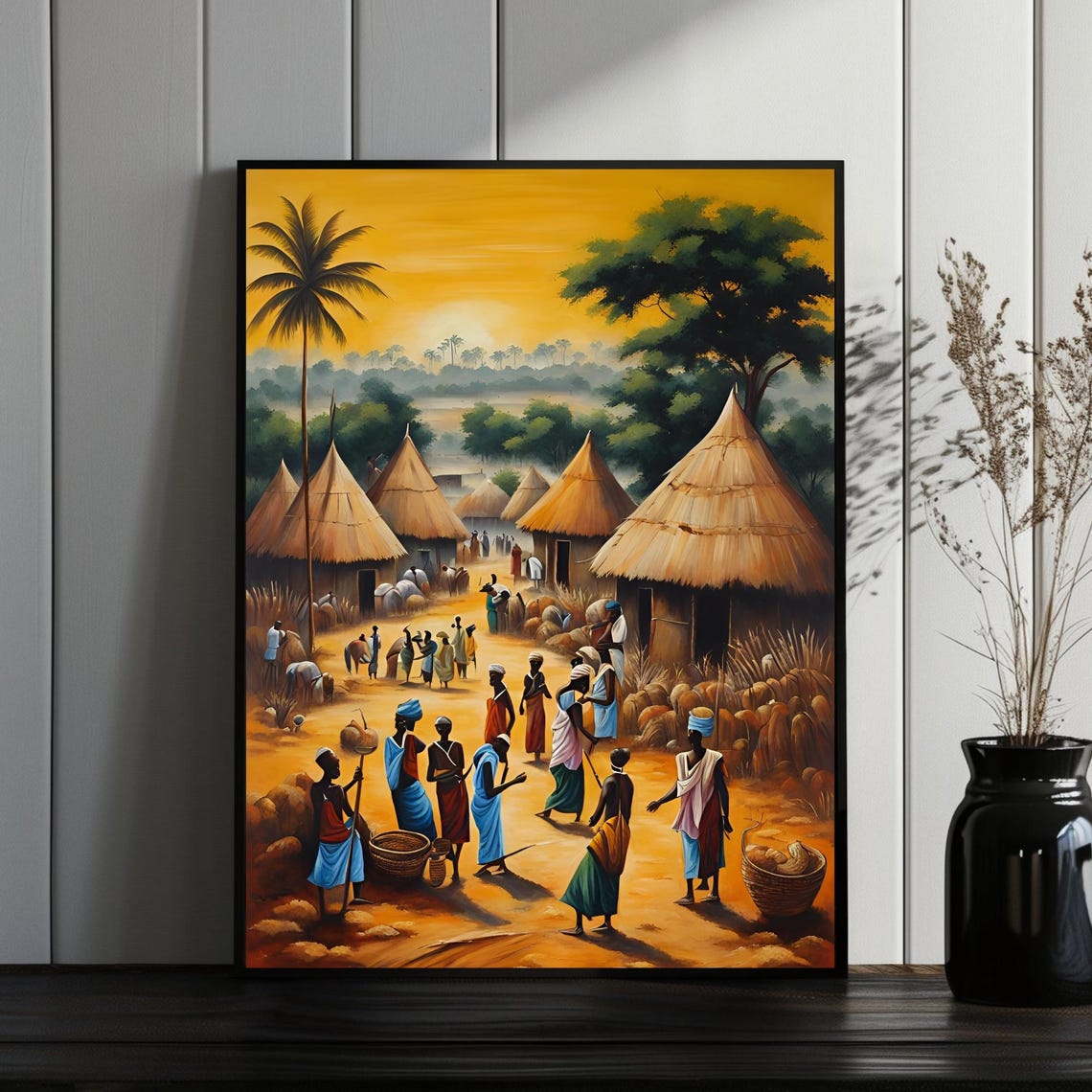 African Village Scene Poster, African Village, Nigerian Royalty ...