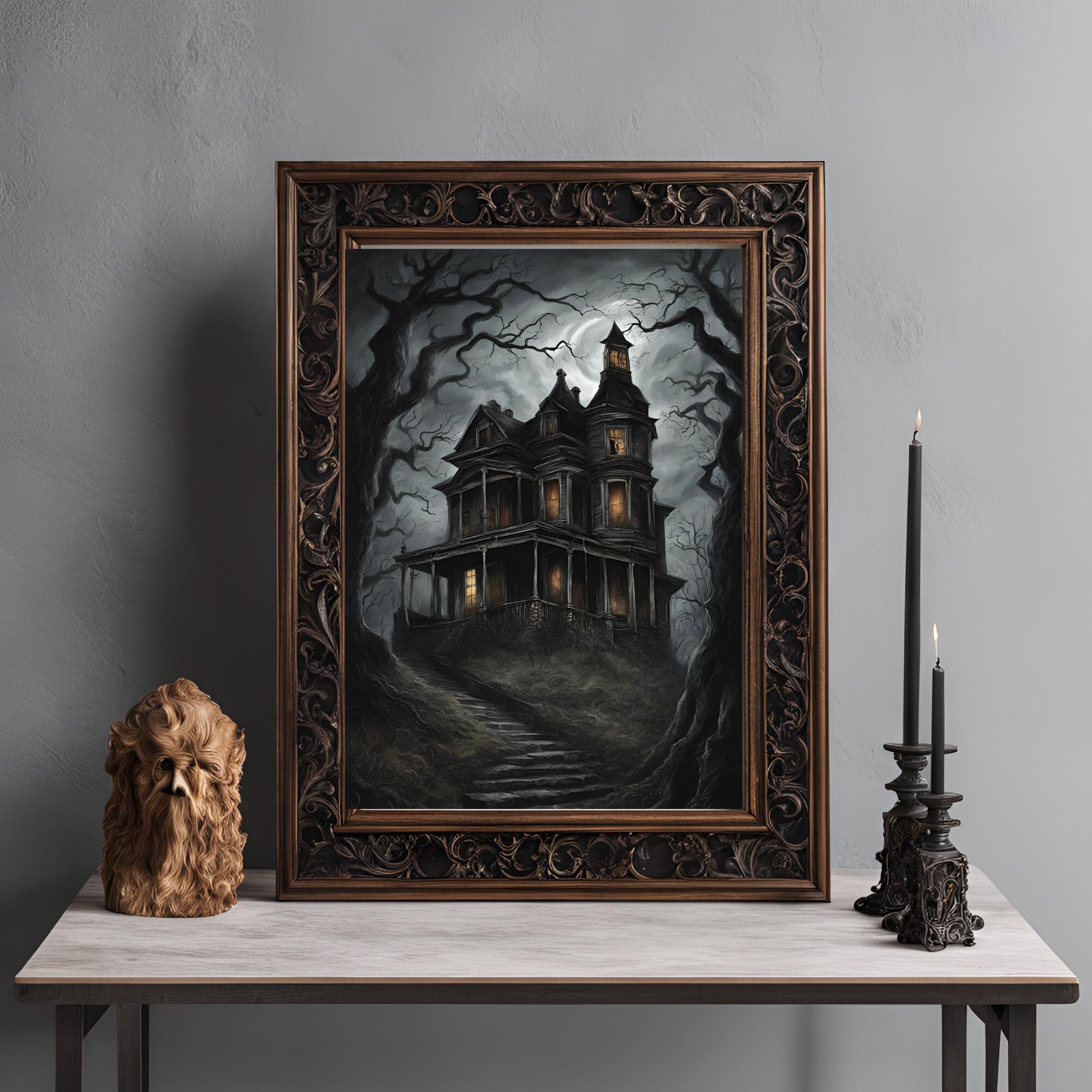 House on Haunted Hill Dark Art Poster Gothic Haunted House Digital ...