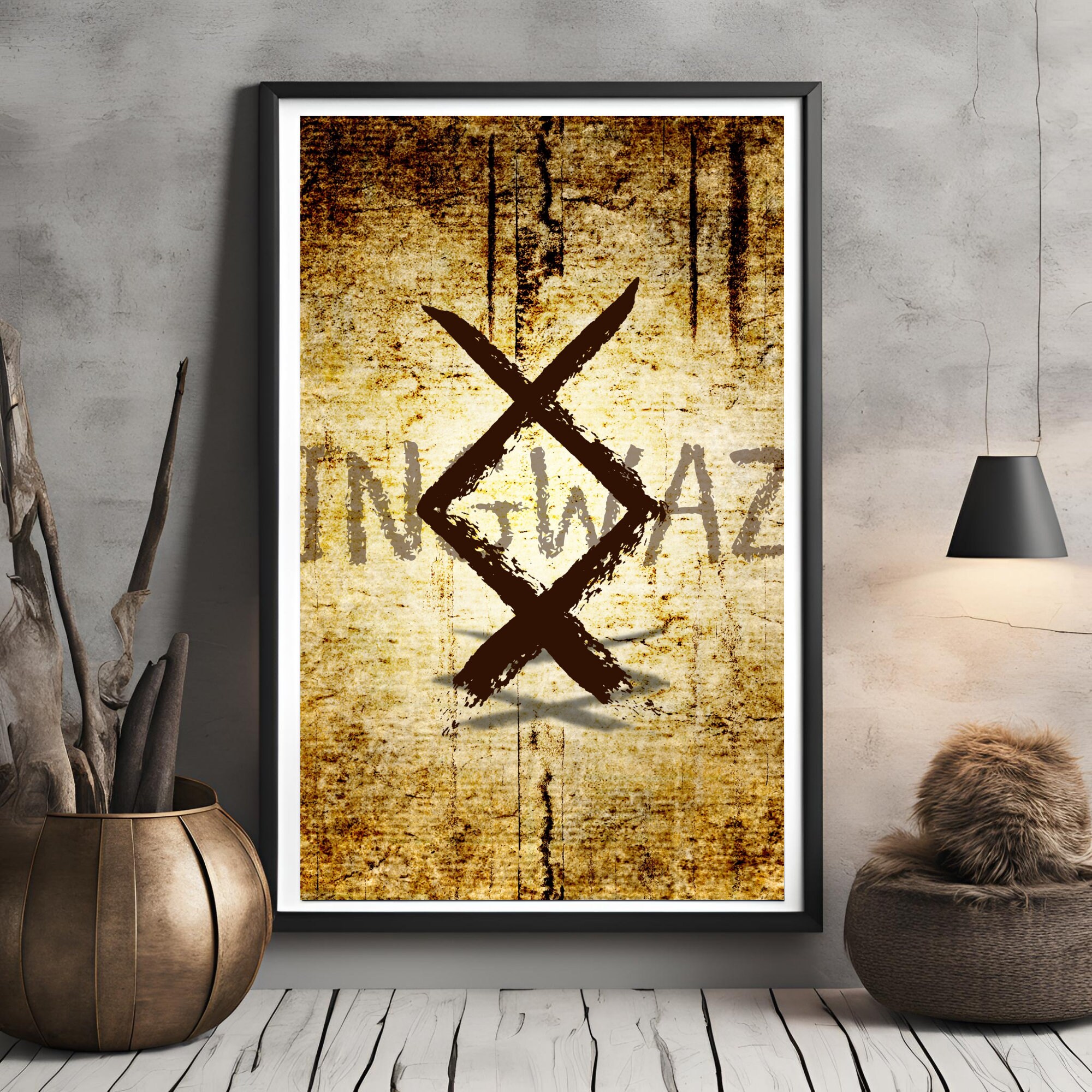 Vintage INGWAZ RUNE POSTER Norse Symbol Digital Download, Scandinavian ...