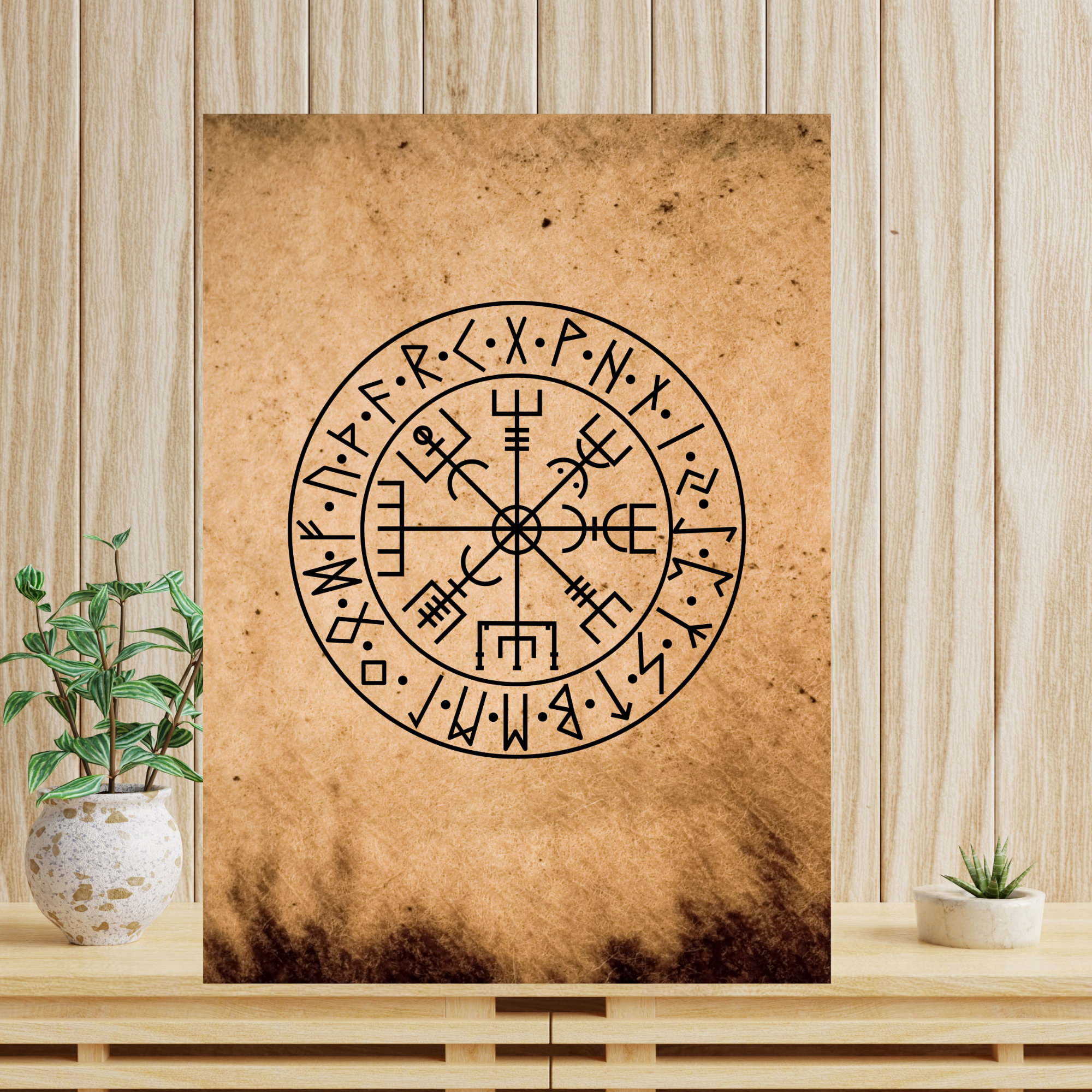The Viking Compass 2 Piece Poster Vegvisir Norse Mythology Digital ...