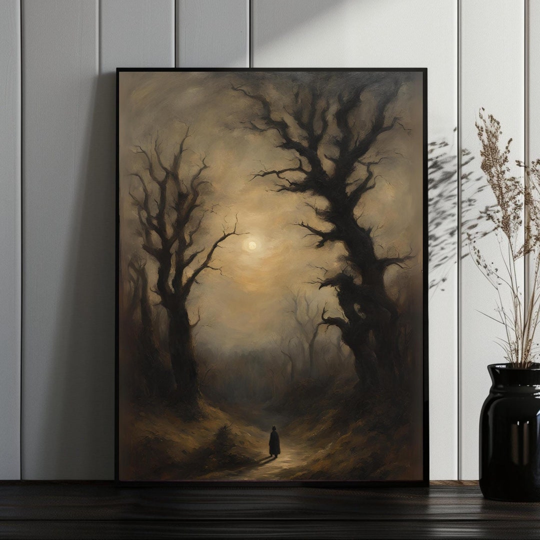 Dark Forest Path Digital Poster, Gothic Landscape Art, Moody Gothic ...