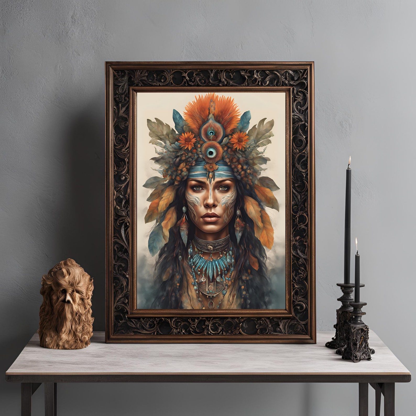 SHAMAN Woman Digital Download Poster Retro Tribal Art Mystical Boho ...