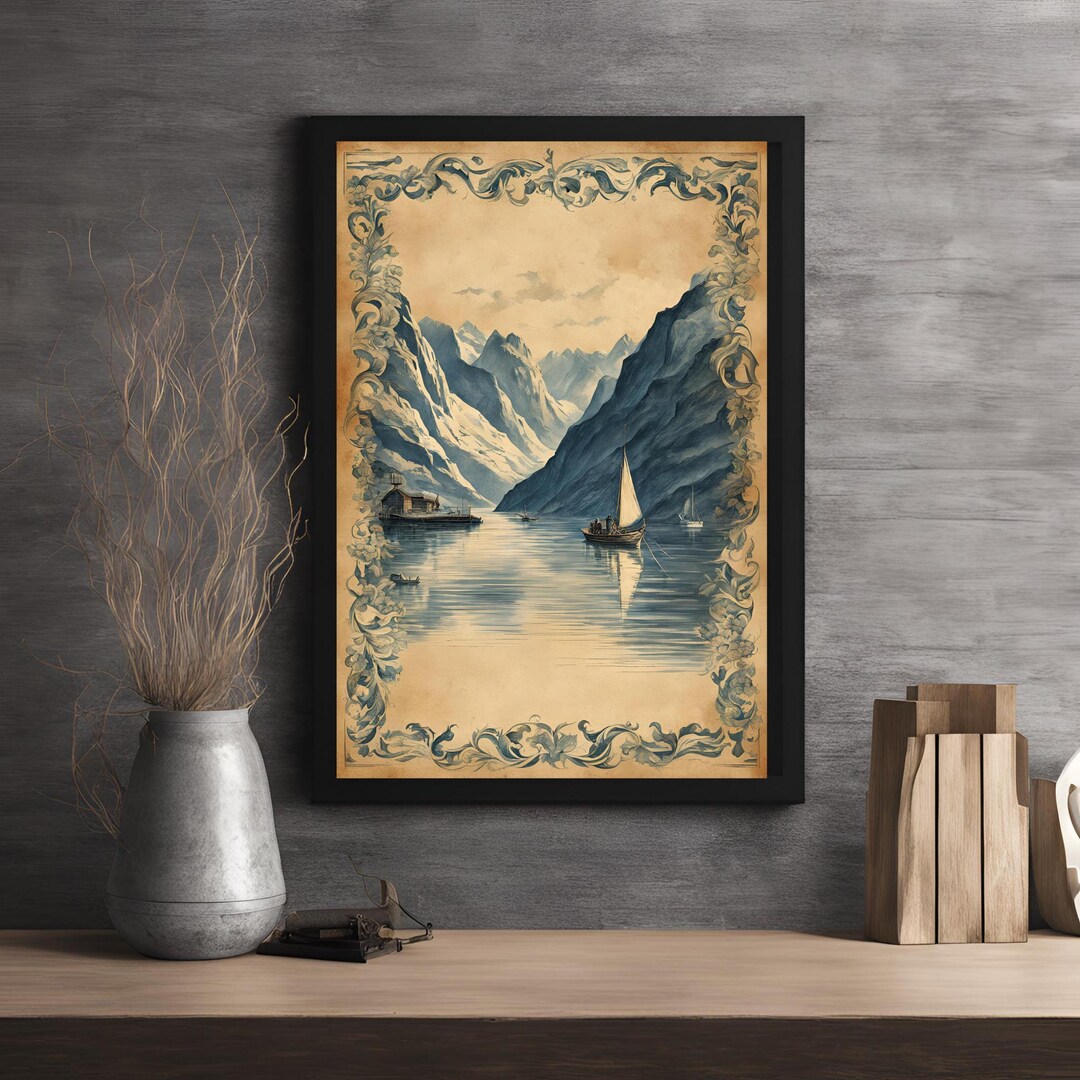 Fjords Poster, Norway Art, Norwegian Art, Fjord Print, Norway Print ...