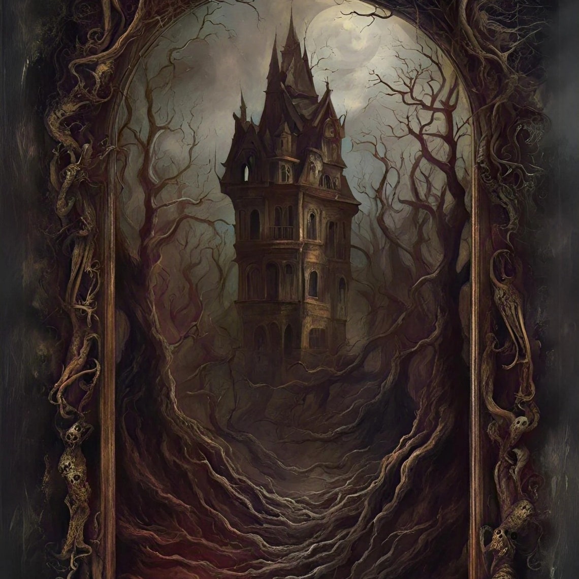 Gothic Castle Landscape, Halloween Digital Print, Gothic Fantasy, Dark ...