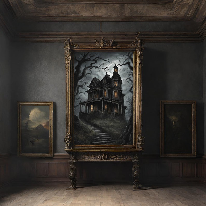 House on Haunted Hill Dark Art Poster Gothic Haunted House Digital ...