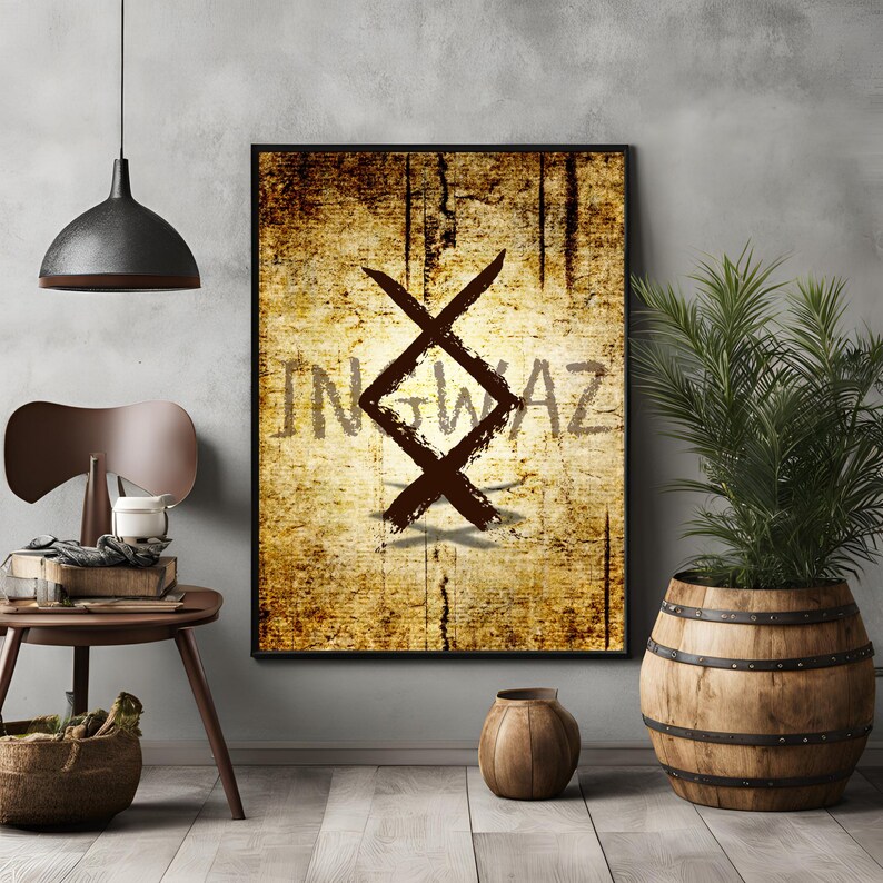 Vintage INGWAZ RUNE POSTER Norse Symbol Digital Download, Scandinavian ...