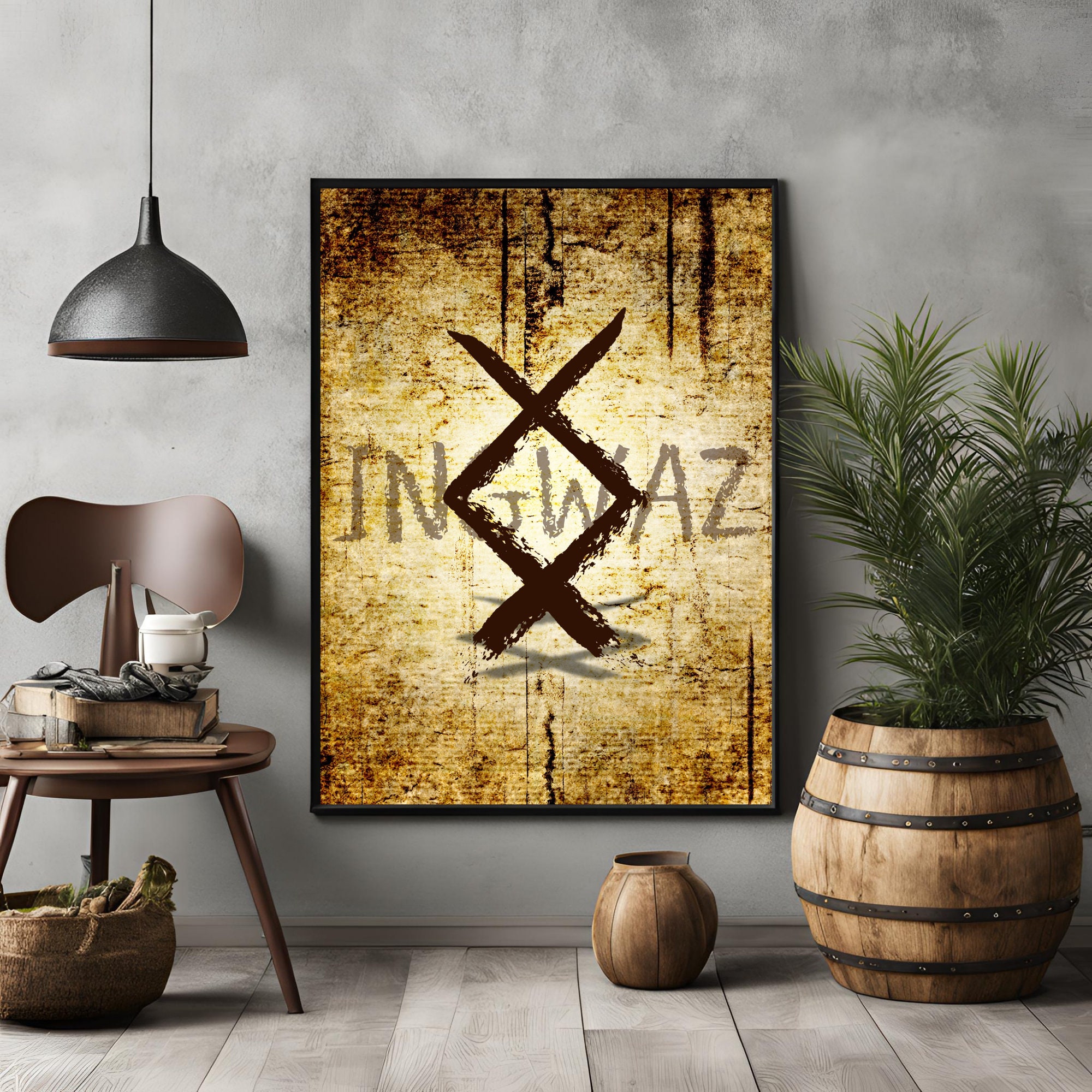 Vintage INGWAZ RUNE POSTER Norse Symbol Digital Download, Scandinavian ...
