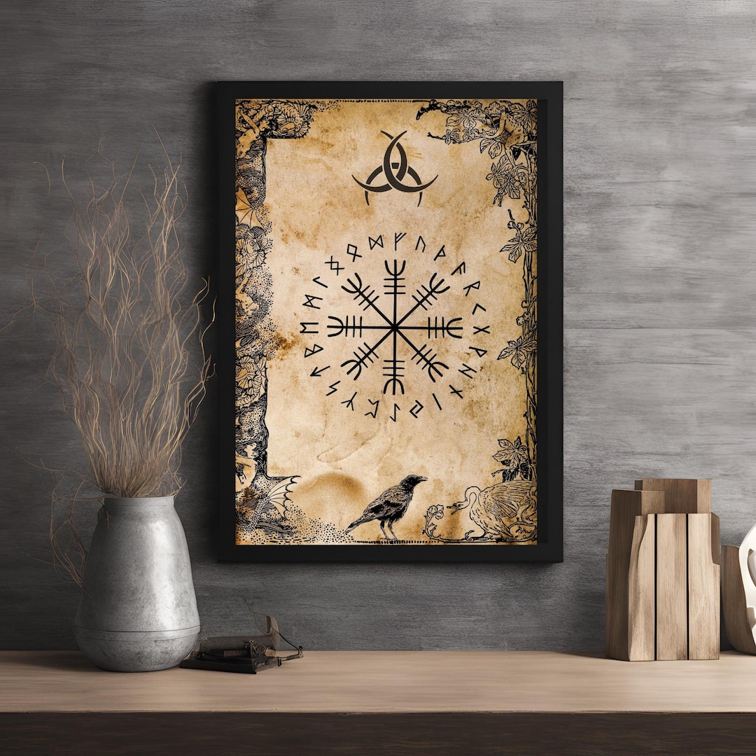 Viking Vegvisir Compass Digital Poster, Vegvisir Vintage Wall Art ...