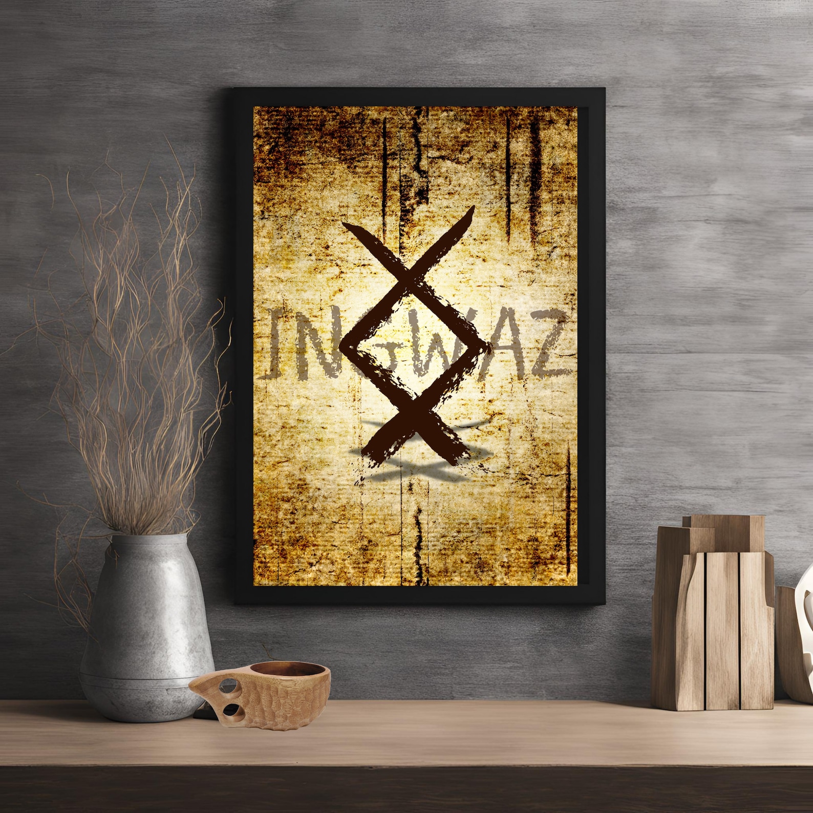 Vintage INGWAZ RUNE POSTER Norse Symbol Digital Download, Scandinavian ...