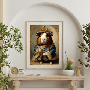 Victorian Guinea Pig Digital Poster, Guinea Pig Wall Art, Regal Animal ...