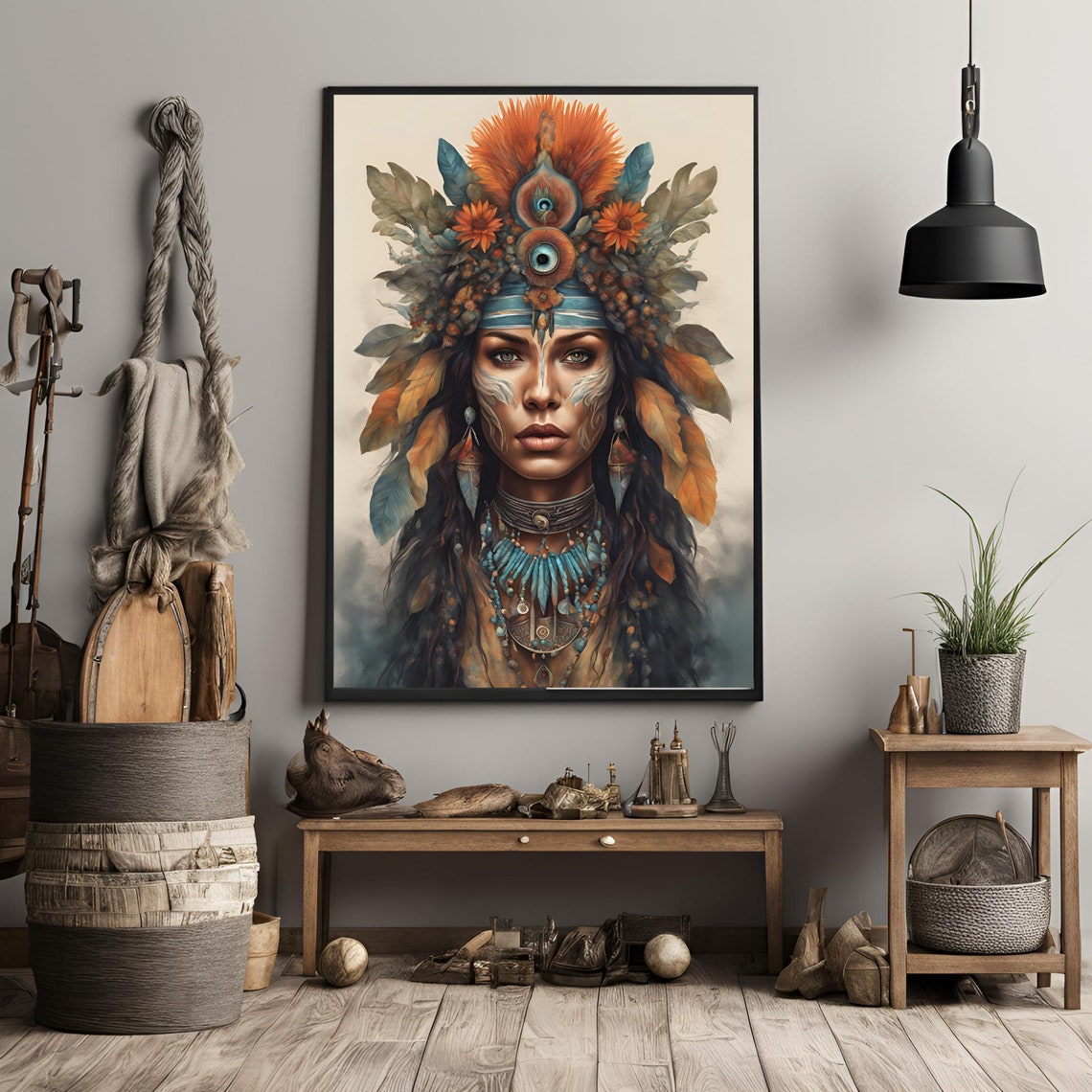 SHAMAN Woman Digital Download Poster Retro Tribal Art Mystical Boho ...