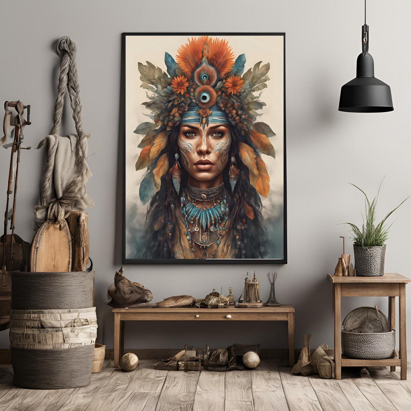 SHAMAN Woman Digital Download Poster Retro Tribal Art Mystical Boho ...