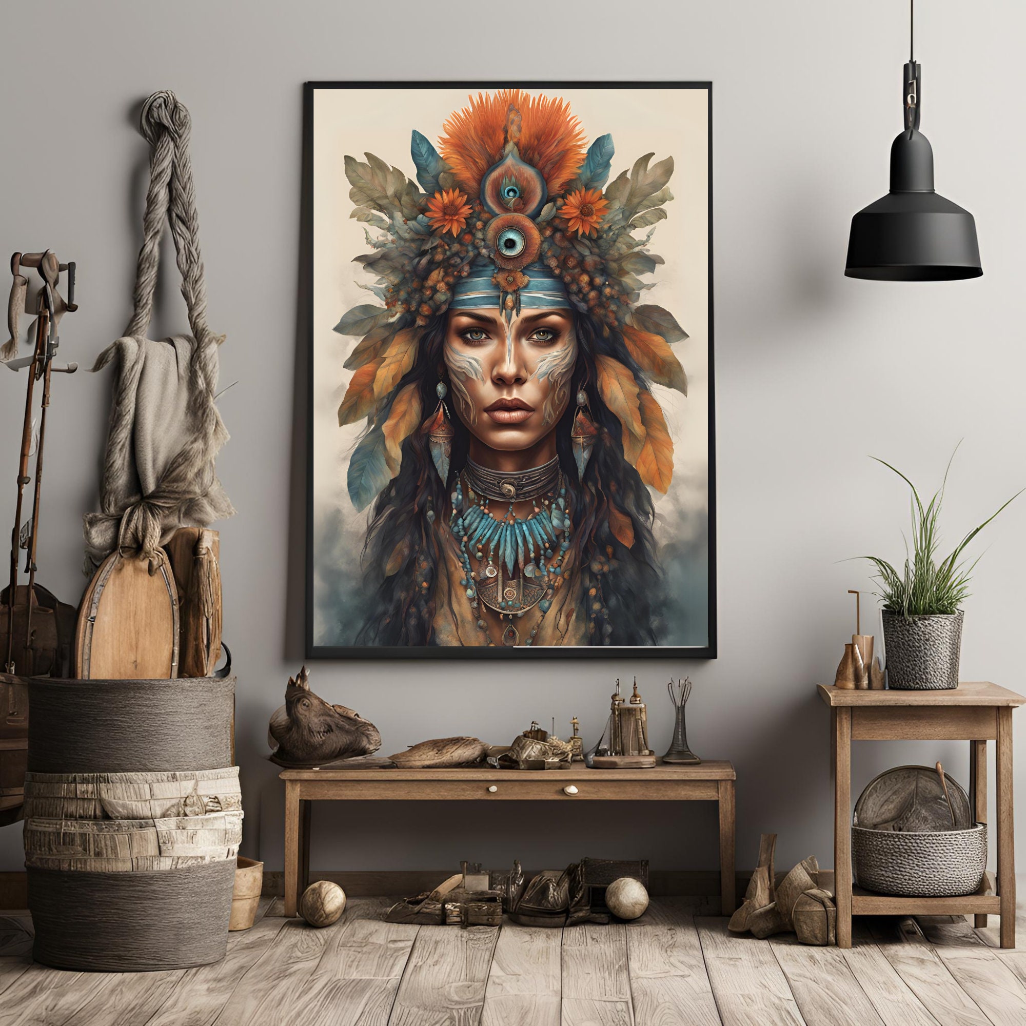SHAMAN Woman Digital Download Poster Retro Tribal Art Mystical Boho ...