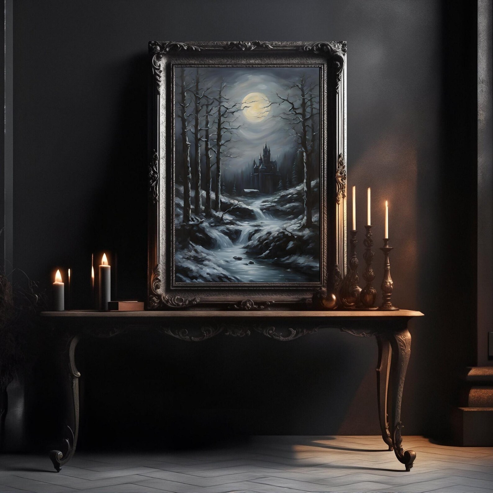 Gothic Castle Digital Poster, Moody Aesthetic Poster, Gothic Painting ...
