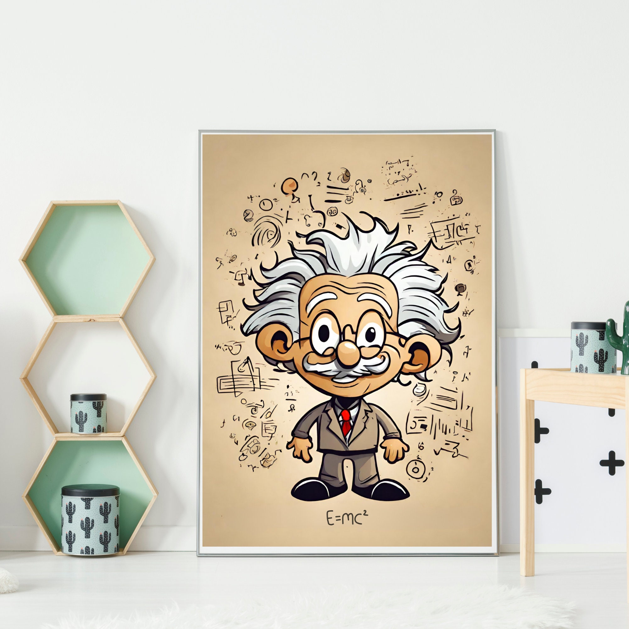 Unique Einstein Cartoon Art Printable Set of 3 Posters, Inspirational ...
