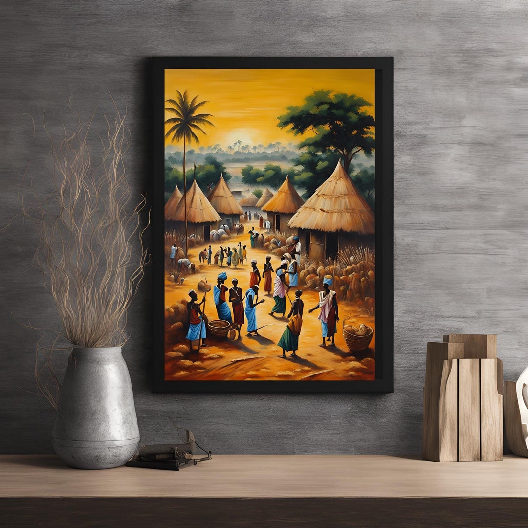 Nigerian Village Scene Art Print: Afrocentric Wall Decor (digital ...