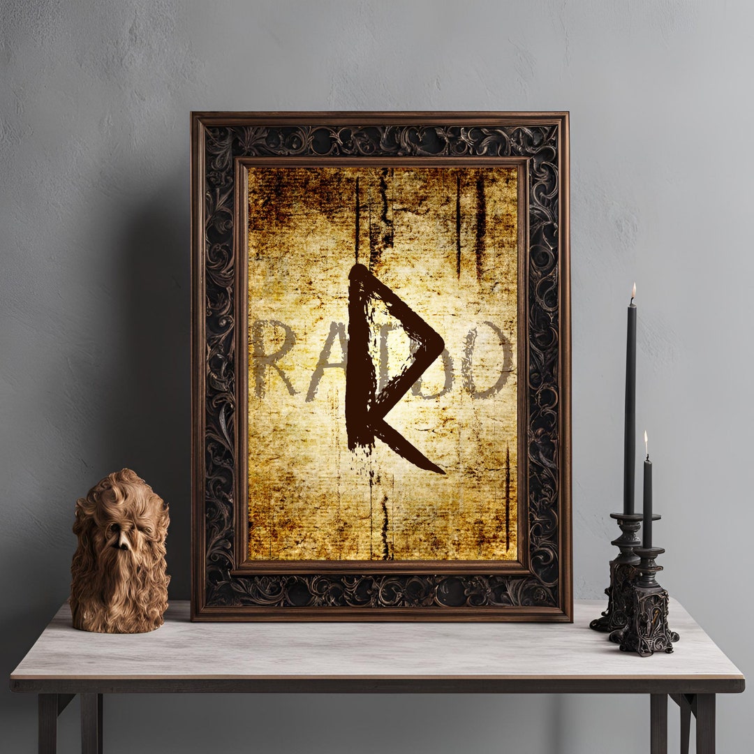 Vintage Raido Rune Poster, Viking Wall Art, Pagan Symbol, Rune Art ...