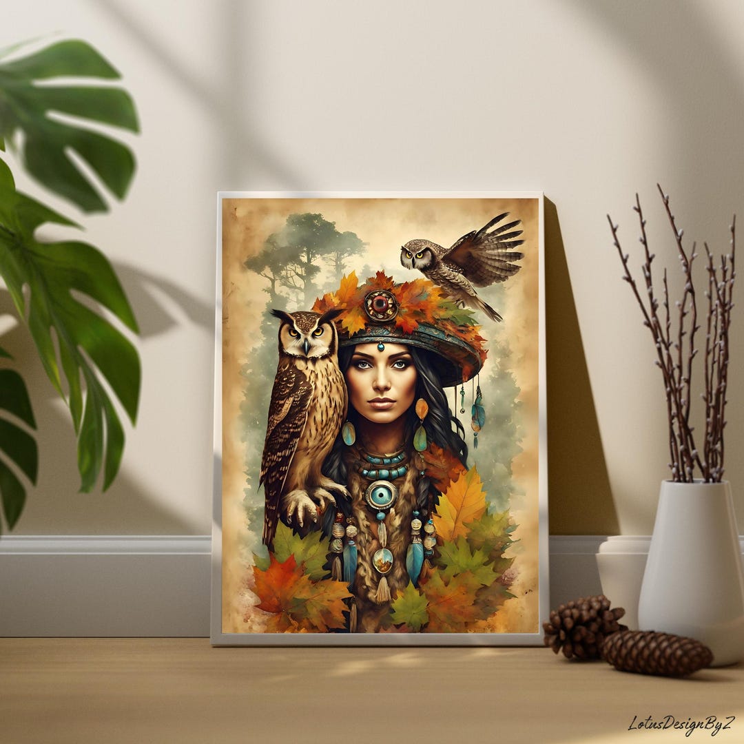 Shaman Woman Art Prints, Shaman Wall Art, Vintage Boho Decor, Shamanic ...