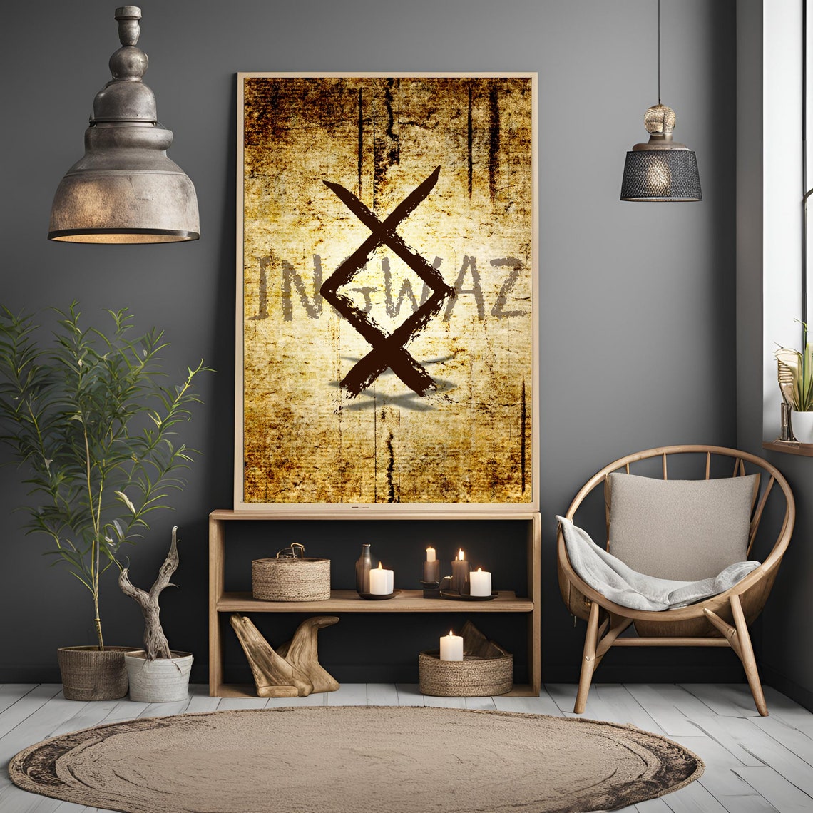 Vintage INGWAZ RUNE POSTER Norse Symbol Digital Download, Scandinavian ...