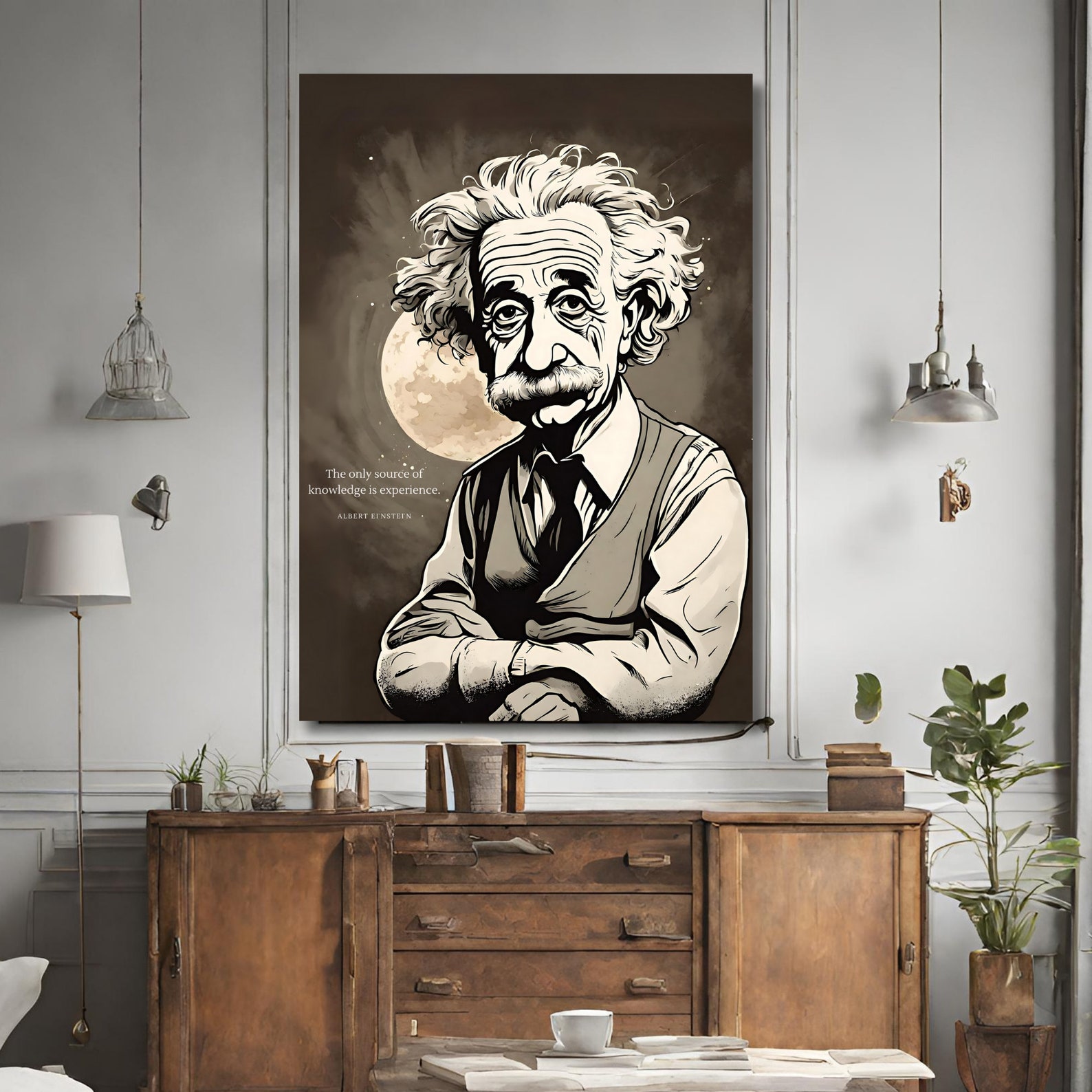 Einstein Quote Vintage Poster, Albert Einstein Art, Famous Quotes ...