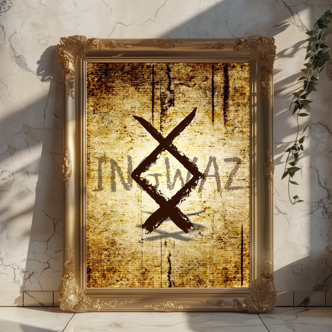 Vintage INGWAZ RUNE POSTER Norse Symbol Digital Download, Scandinavian ...