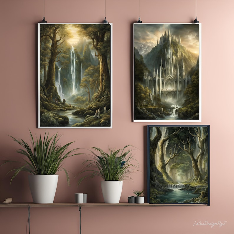 Lothlorien Poster Set: Elven Kingdoms Middle Earth Art (digital ...