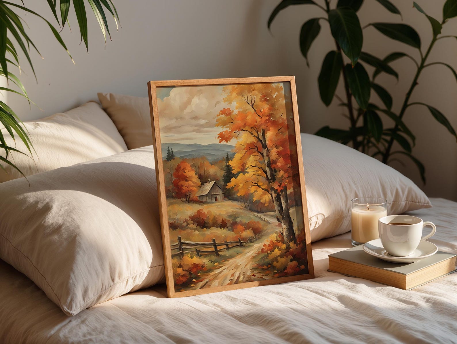 Vintage Autumn Landscape Poster: Cozy Fall Decor, Rustic Farmhaouse ...