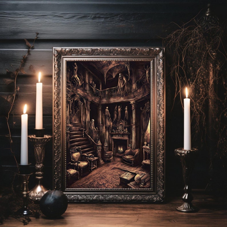 Haunted House Digital Poster: Gothic Dark Academia Wall Art (digital ...