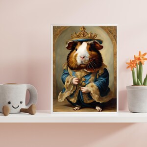 Victorian Guinea Pig Digital Poster, Guinea Pig Wall Art, Regal Animal ...