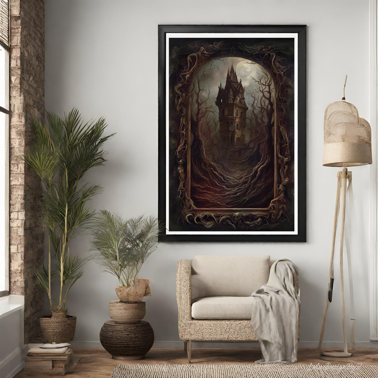 Gothic Castle Landscape, Halloween Digital Print, Gothic Fantasy, Dark ...