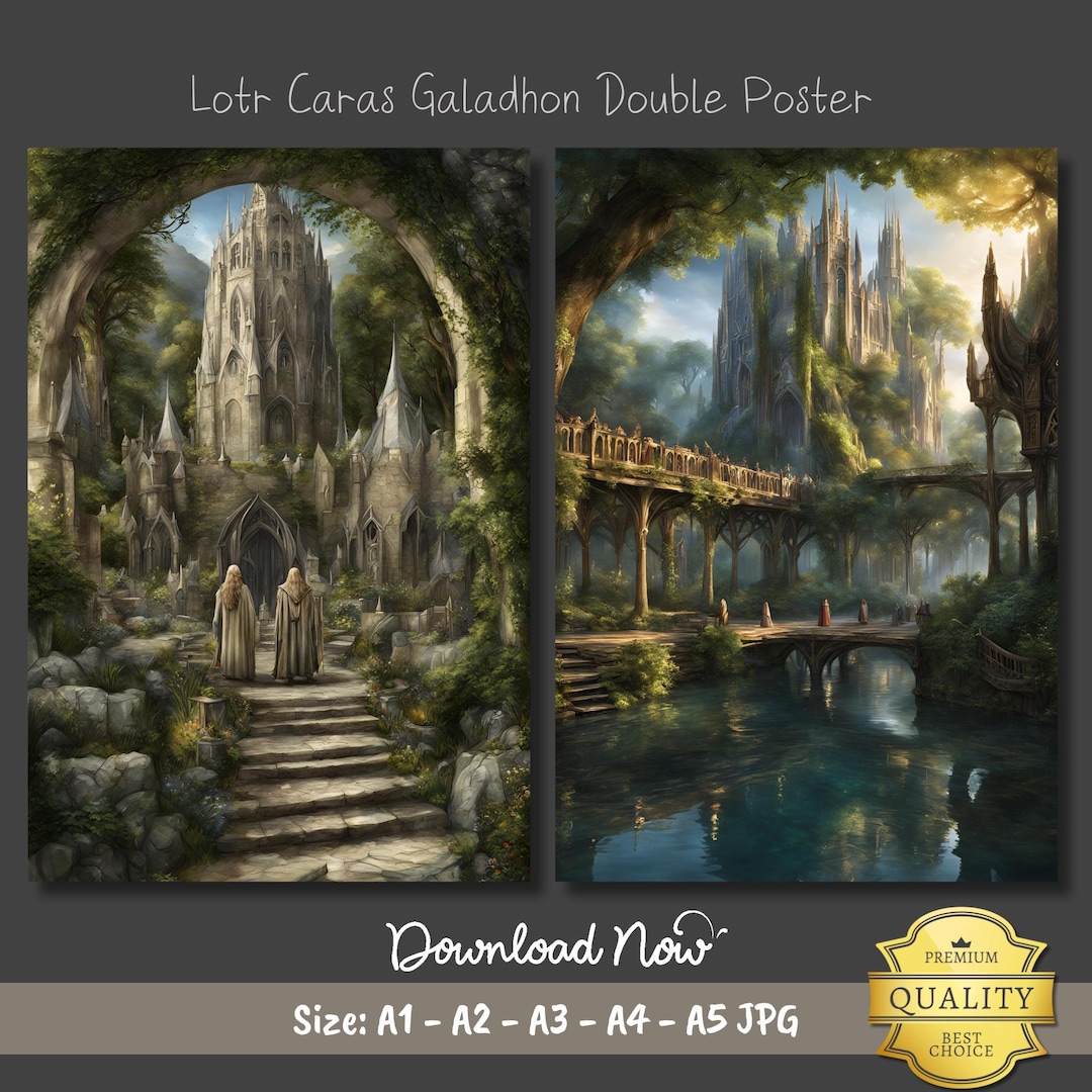 Caras Galadhon LOTR Art Prints, Elven Kingdom Art, Middle Earth Posters ...