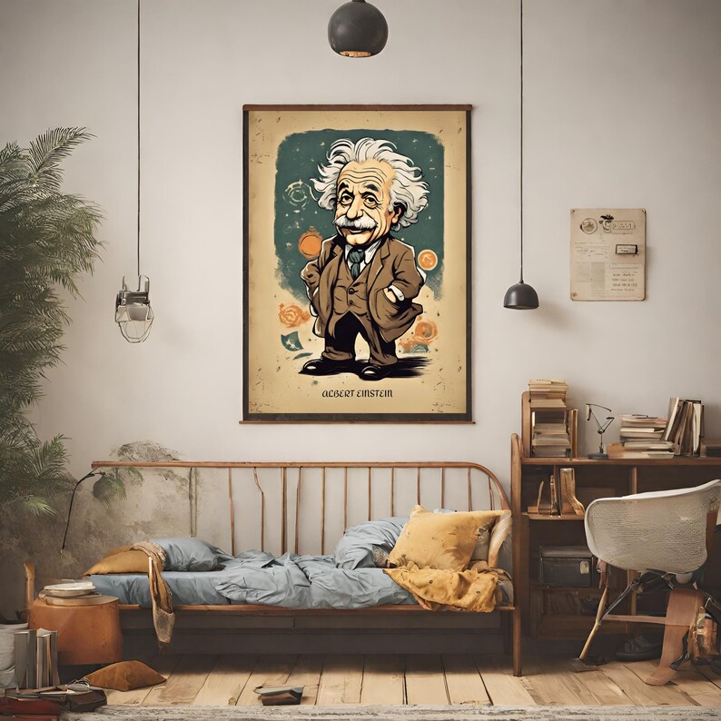 Albert Einstein Vintage Cartoon Art, Einstein Picture, Unique Science ...