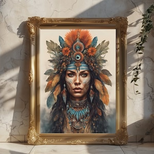 SHAMAN Woman Digital Download Poster Retro Tribal Art Mystical Boho ...
