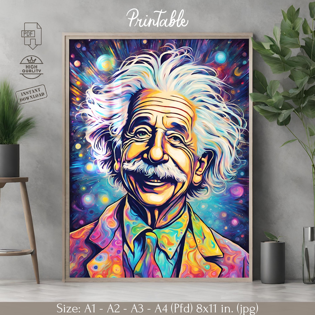 Albert Einstein Digital Poster, Einstein Poster, Einstein Painting ...