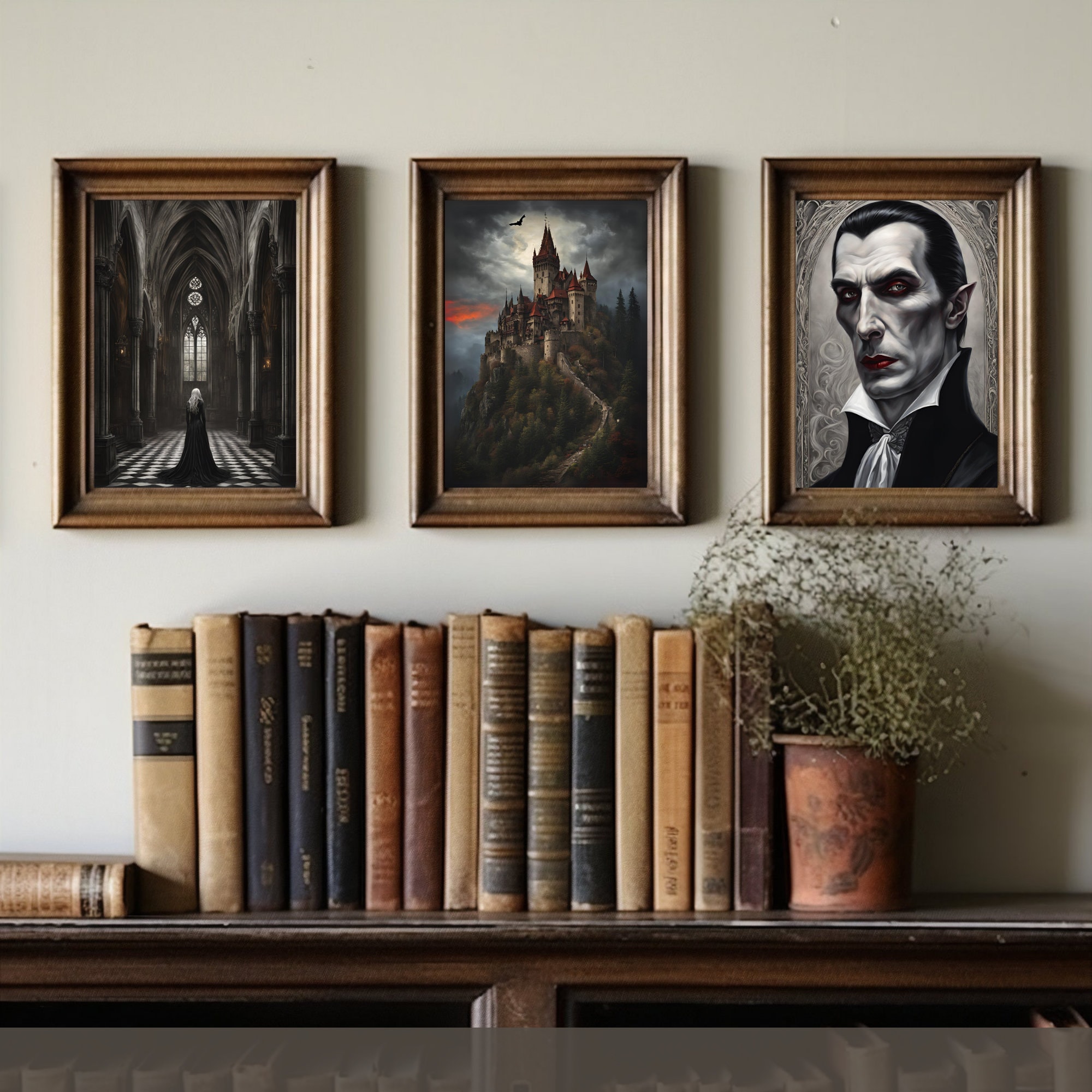 DARK ART Set of 4 Digital Posters, Dark Academia Art, Gothic Decor ...