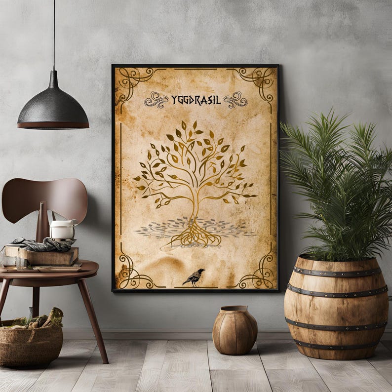 Yggdrasil Tree of Life Poster: Vintage Norse Mythology Art (digital ...