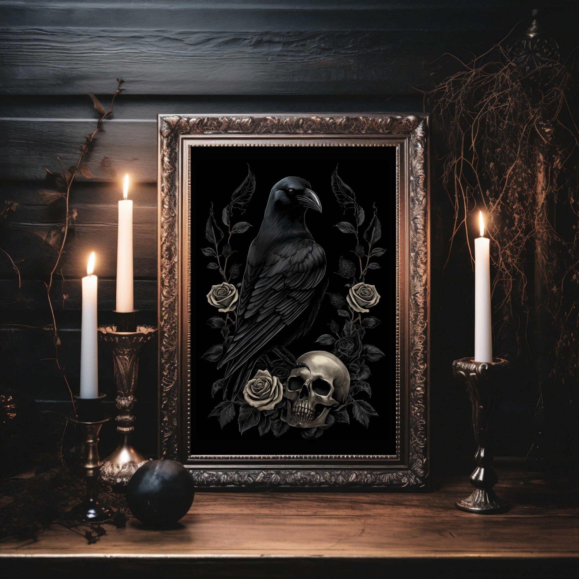 DARK ART Set of 4 Digital Posters, Dark Academia Art, Gothic Decor ...