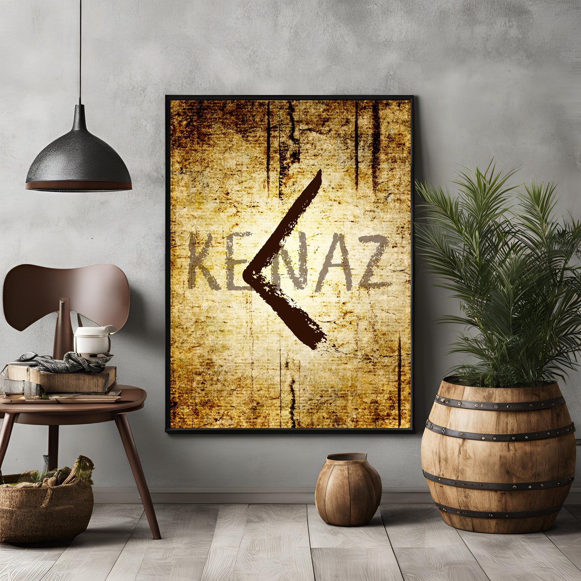 Vintage KENAZ RUNE Poster Norse Symbol Art Print Scandinavian Wall Art ...