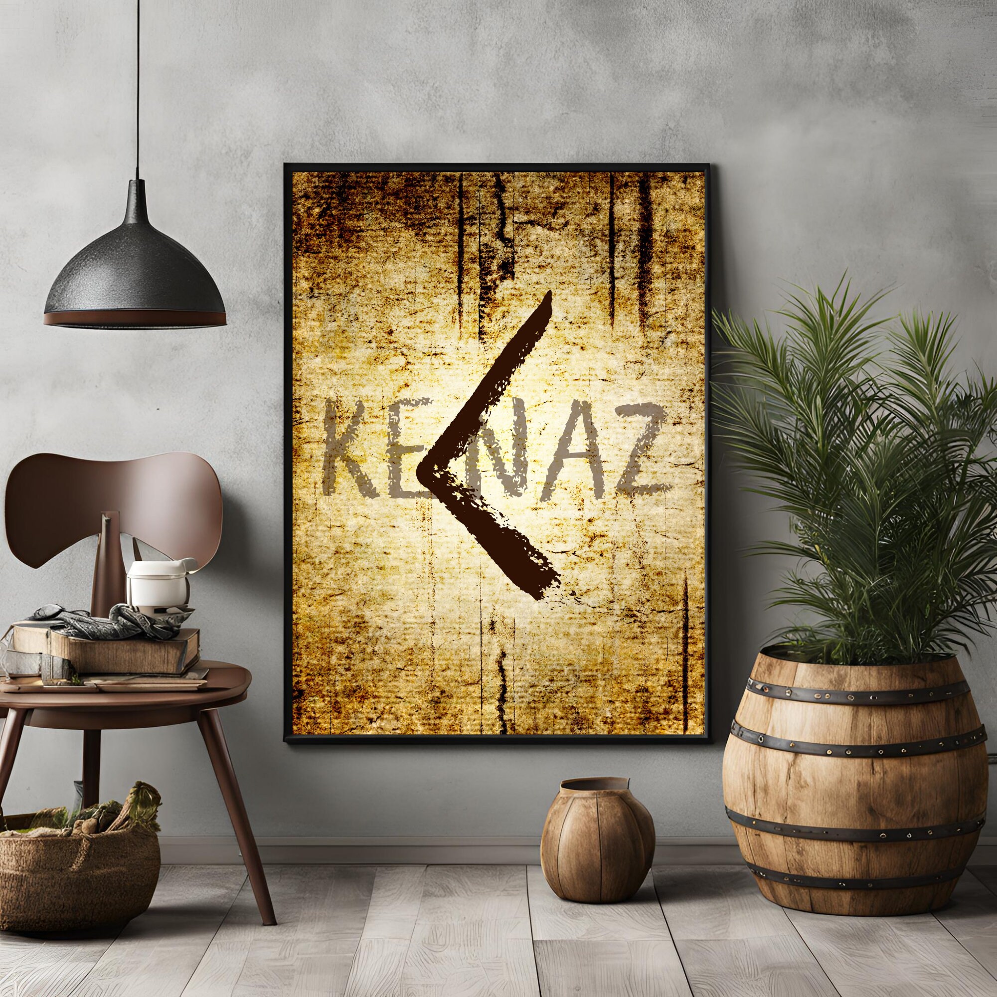 Vintage KENAZ RUNE Poster Norse Symbol Art Print Scandinavian Wall Art ...